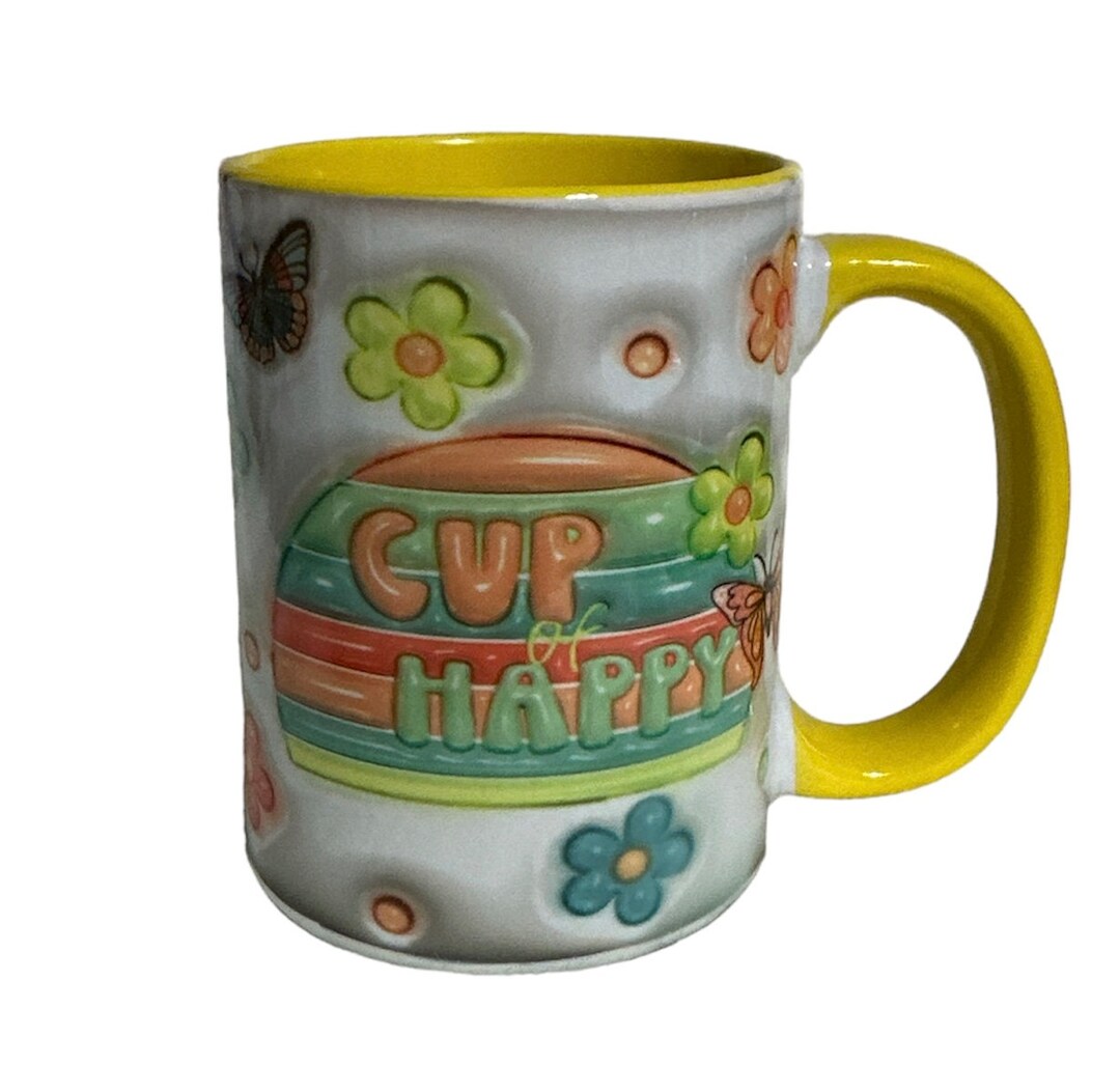 3D Inflated Puff Sublimated cup of Happy 15 Oz Ceramic Coffee Mug - Etsy