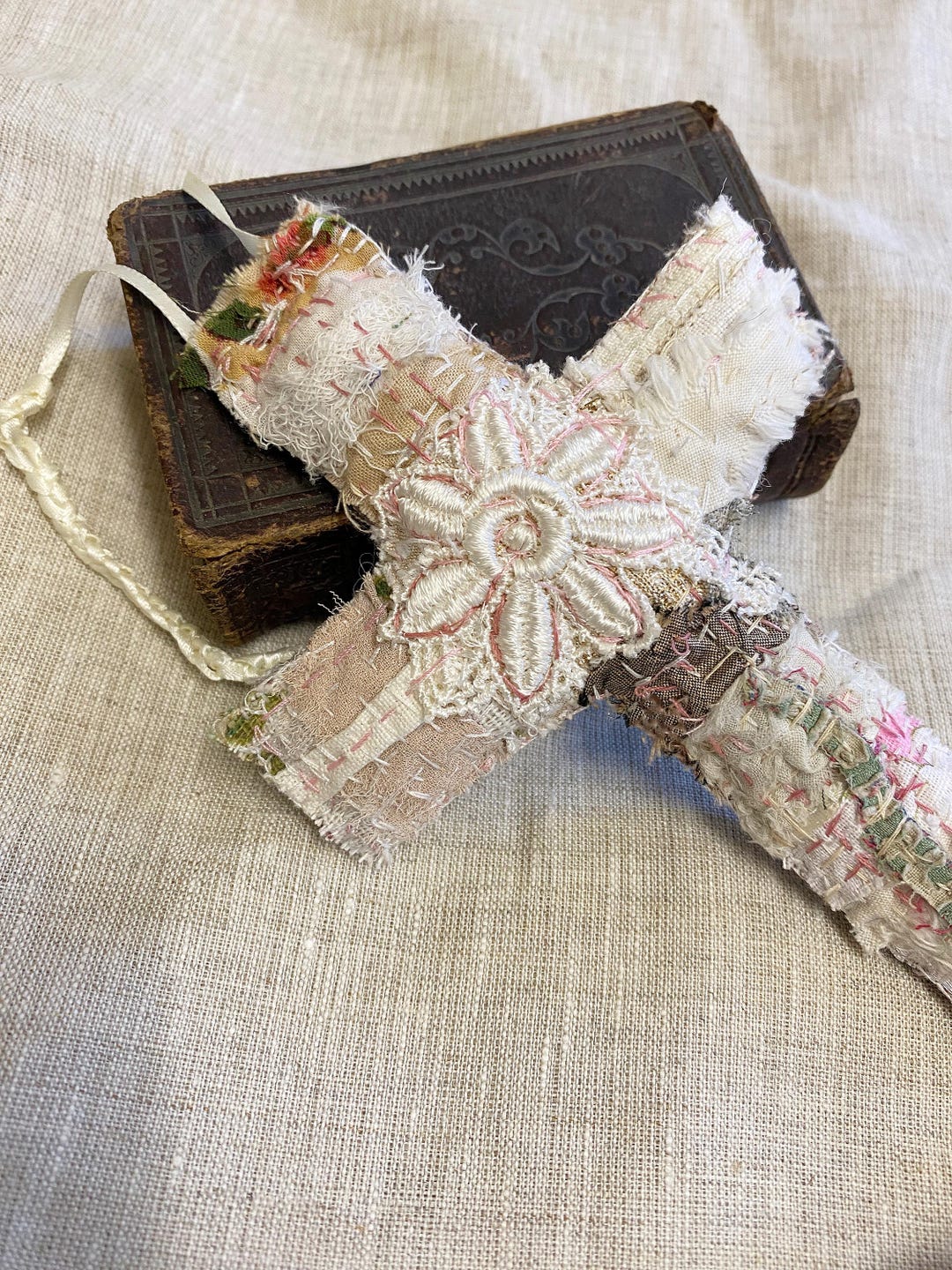 Religious Faith Prayer Cross Christian Bible Gift Slow Stitched Textile ...