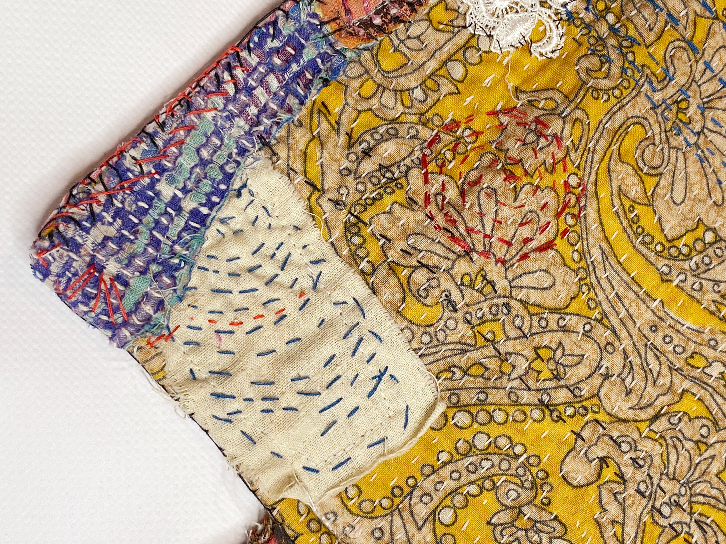 Patchwork Sashiko Boro Purse Slow Stitched Kantha Pouch Sustainable ...