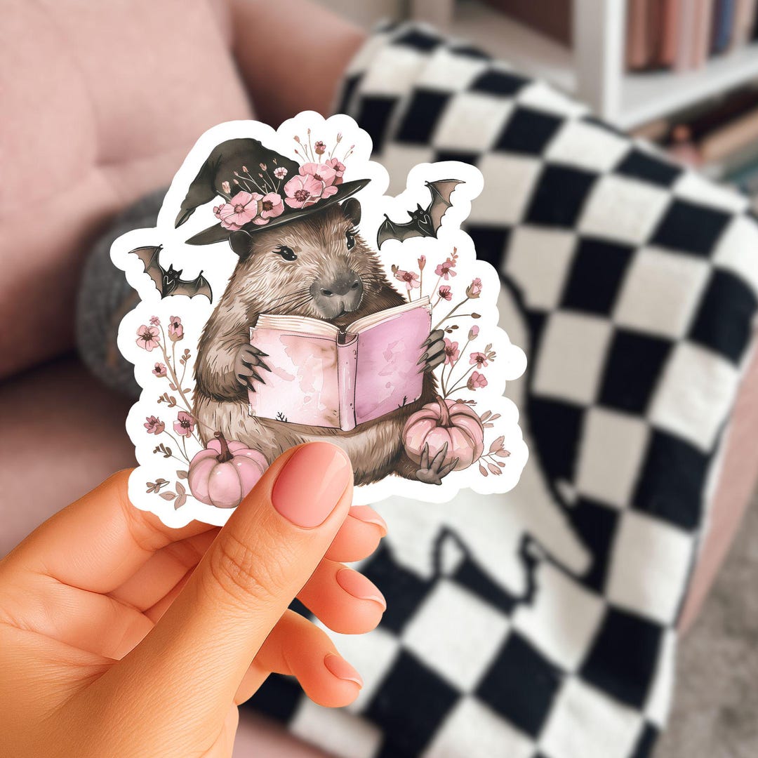 Cute Capybara Halloween Sticker, Capybara Sticker, Capybara Book ...