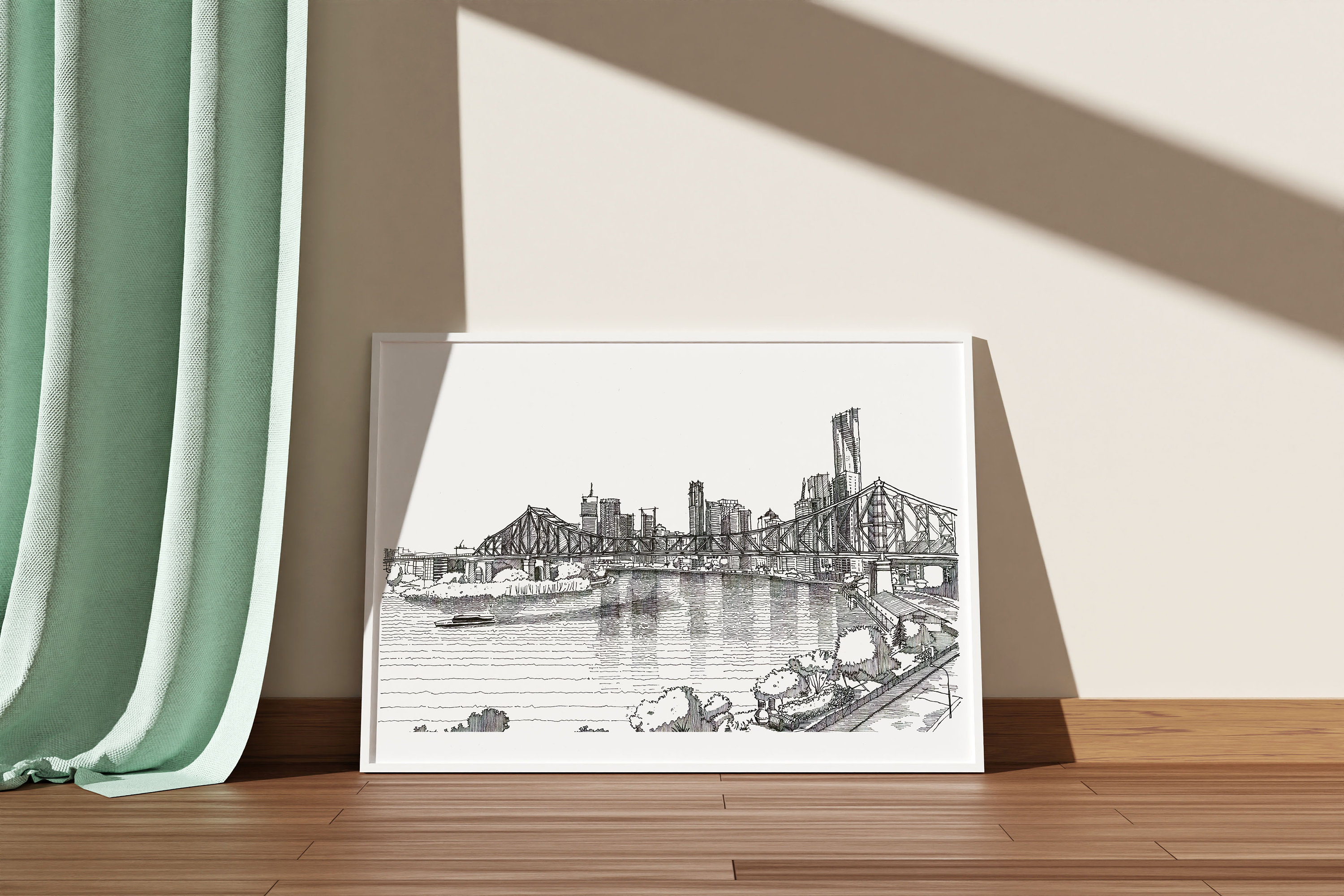 Brisbane Skyline, Story Bridge Brisbane, Australian Architecture, Hand ...
