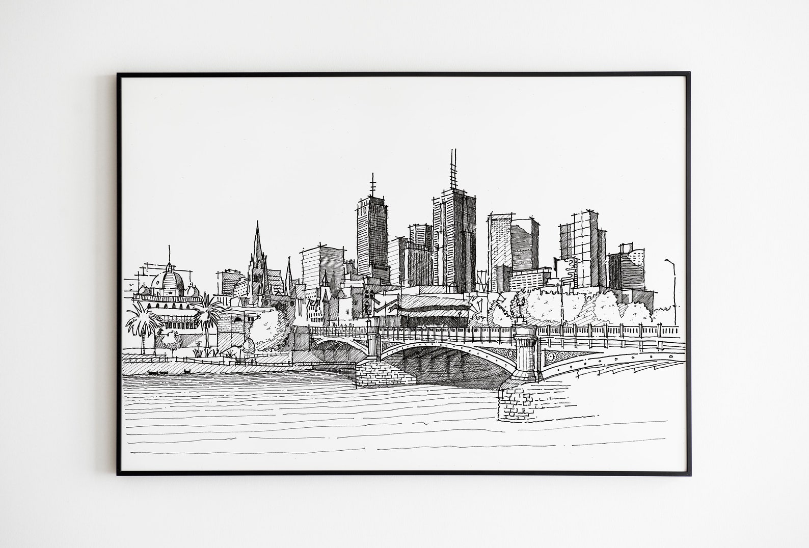 Melbourne, Australia, St Kilda Bridge, World Architecture, Hand Drawn ...