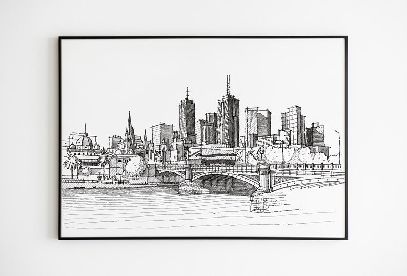 Melbourne, Australia, St Kilda Bridge, World Architecture, Hand Drawn ...