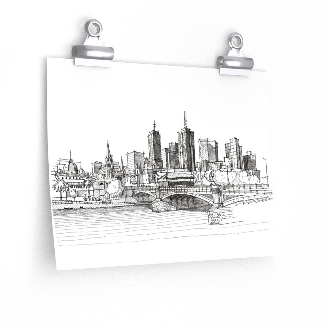 Melbourne, Australia, St Kilda Bridge, World Architecture, Hand Drawn ...