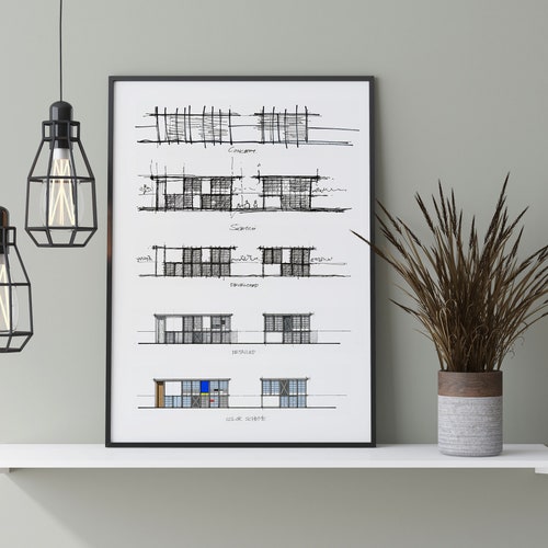 Eames House Sketch Case Study House Architecture Wall Art - Etsy