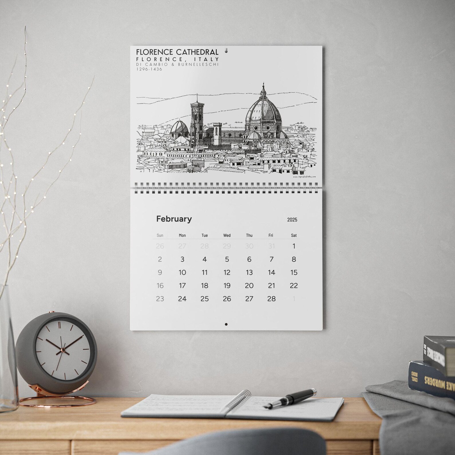 Architects Wall Calendar 2025, Unique Buildings, Hand Drawn - Etsy