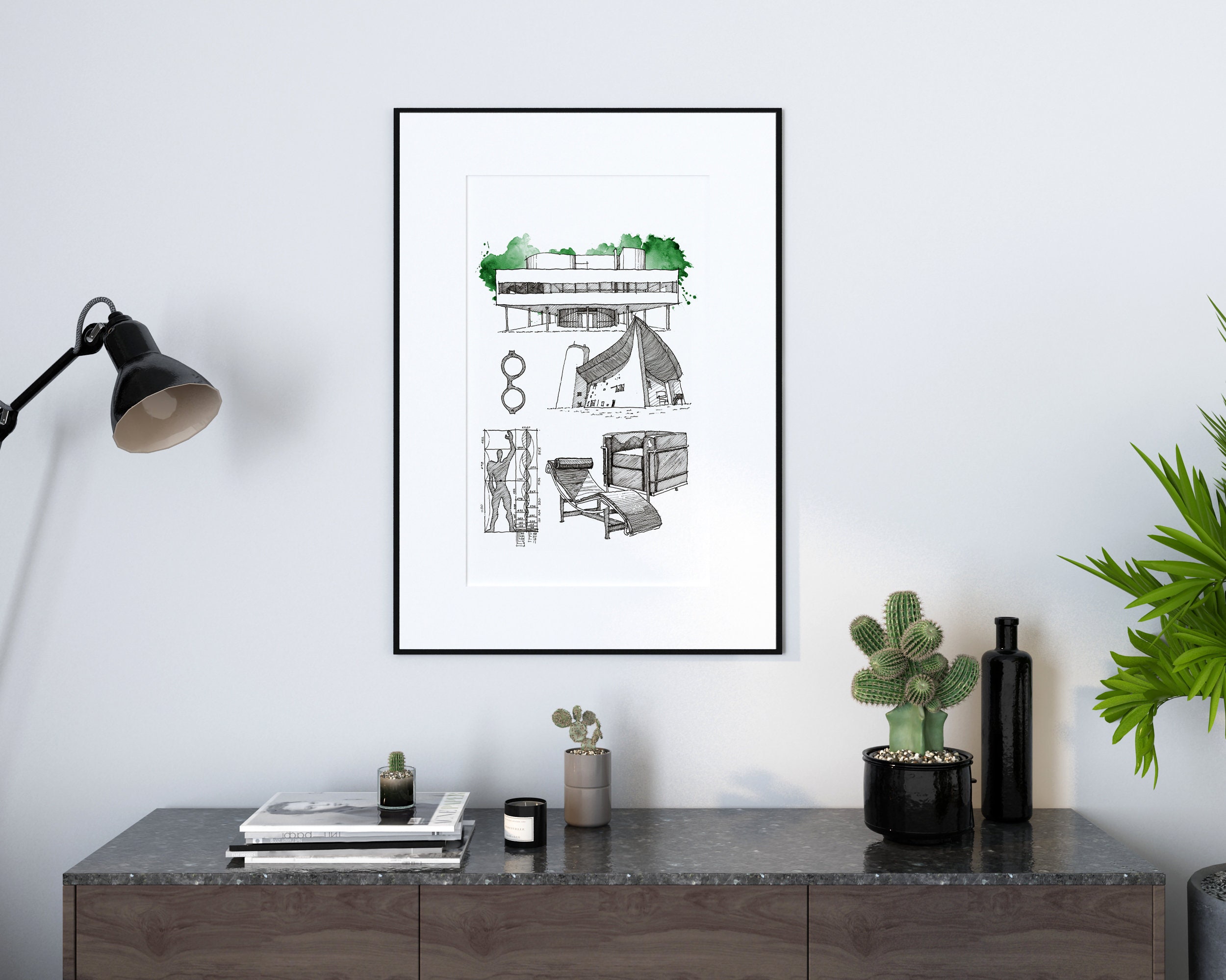 DIGITAL DOWNLOAD, Le Corbusier Collage, Villa Savoye, Ronchamp, Notre ...