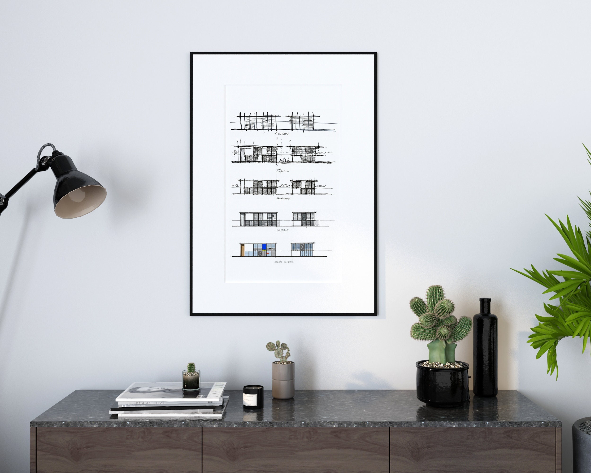 Eames House Sketch, Case Study House, Architecture Wall Art Poster ...