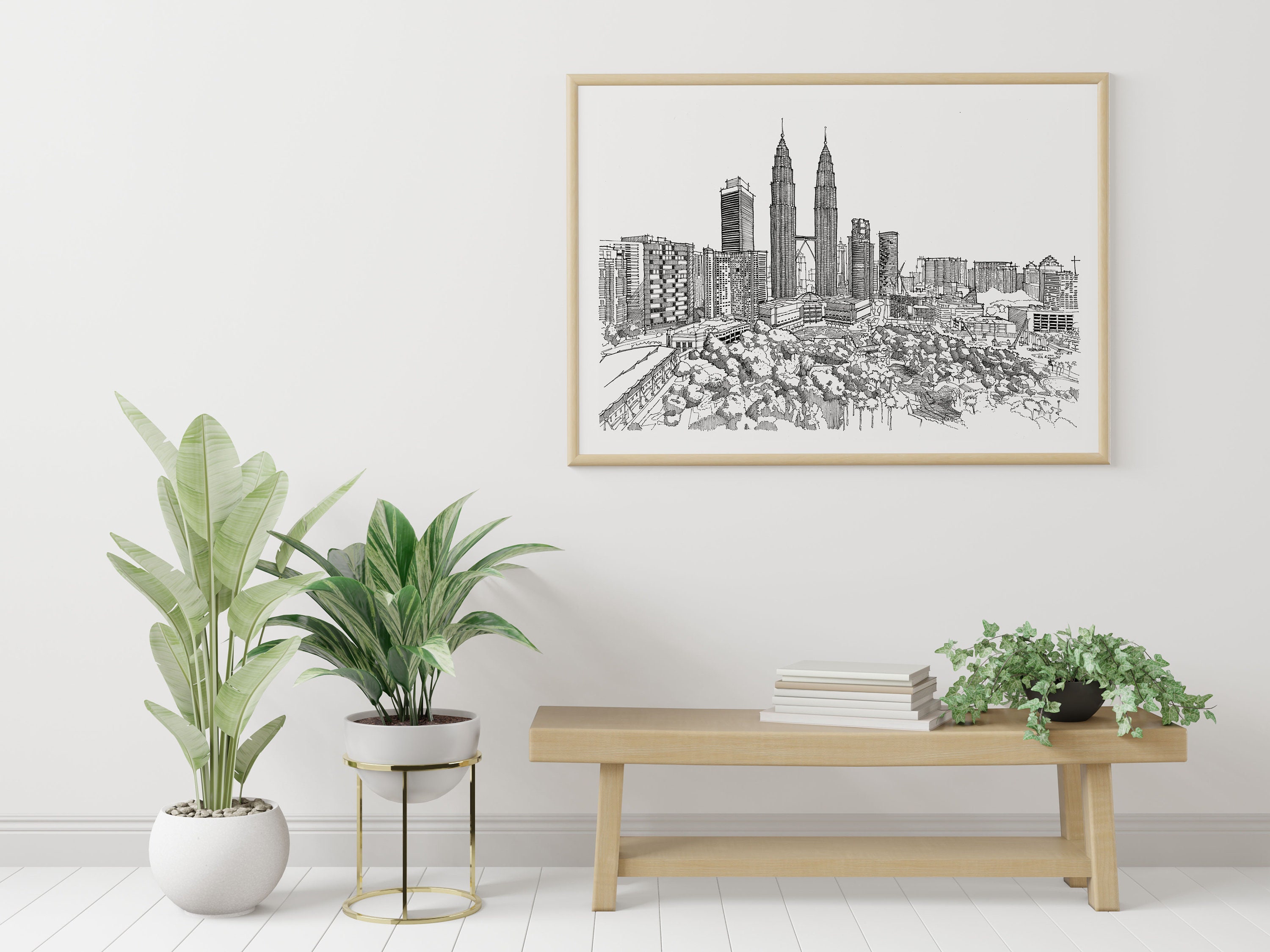 Kuala Lumpur Skyline Sketch, Petronas Towers Drawing, Architectural ...