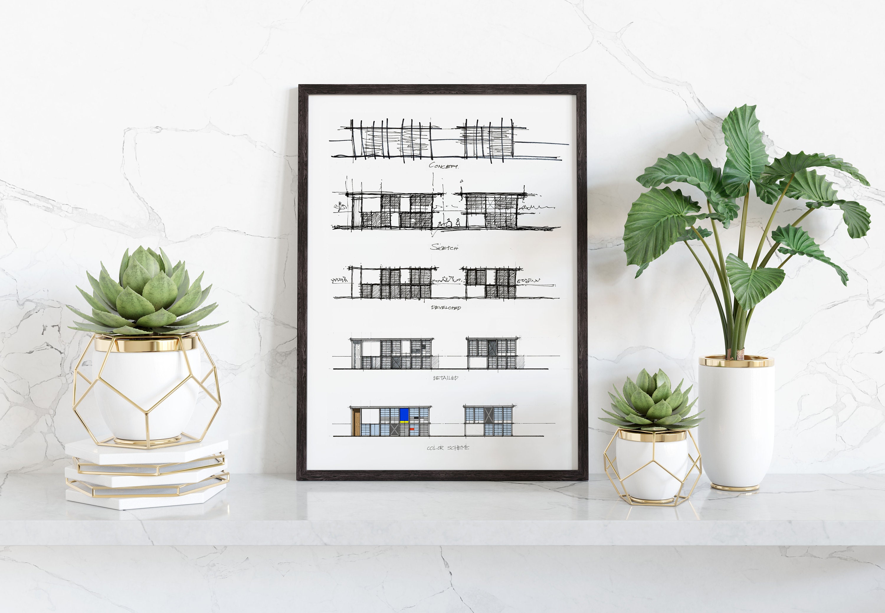 Eames House Sketch, Case Study House, Architecture Wall Art Poster ...