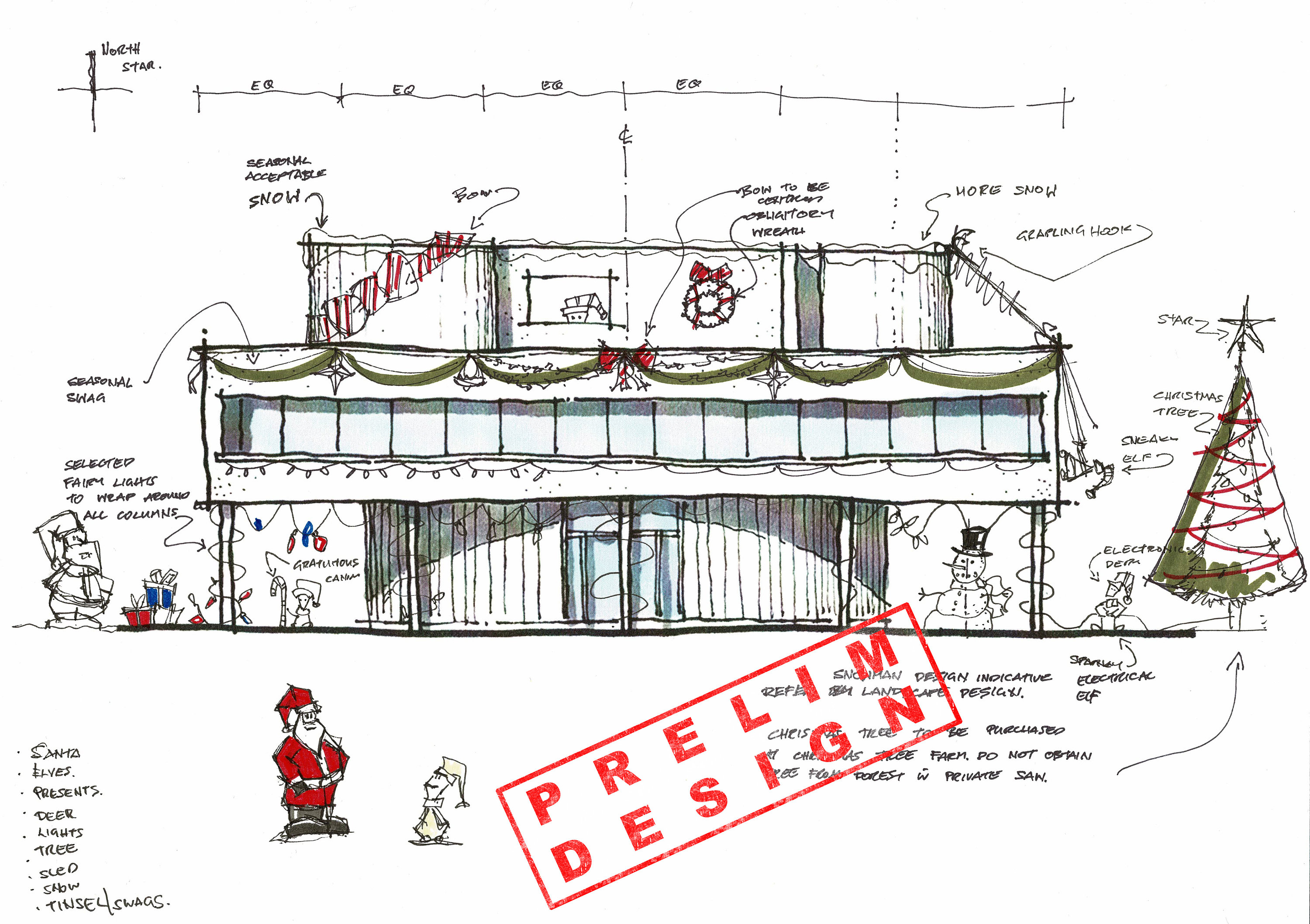 Christmas Architecture, Festive Le Corbusier, Architects Villa Savoye ...
