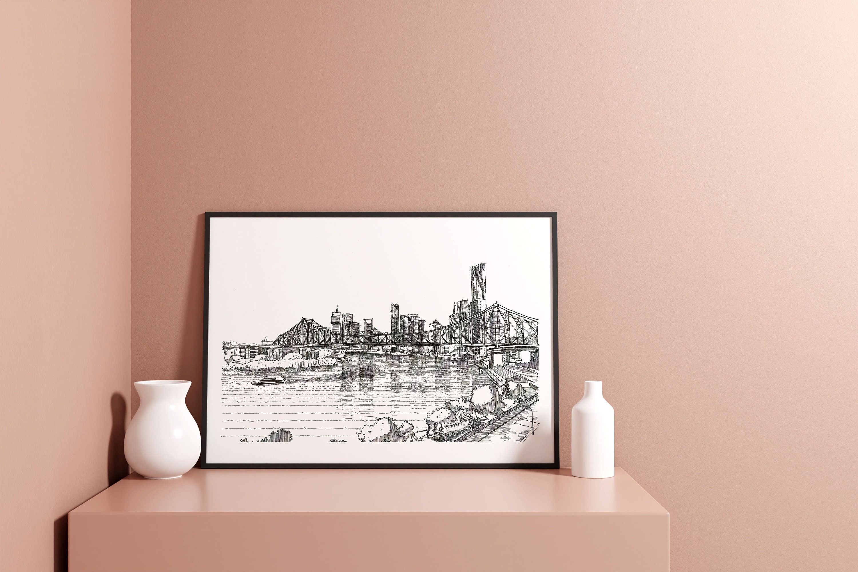 Brisbane Skyline, Story Bridge Brisbane, Australian Architecture, Hand ...