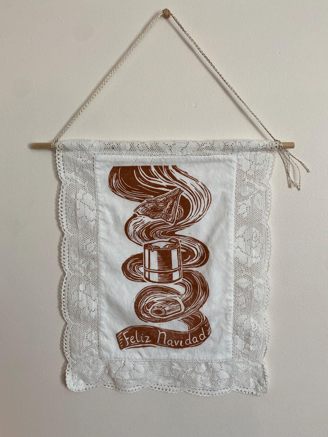 Tamales Feliz Navidad Art Banner Christmas Printmaking Chicana Mexican ...