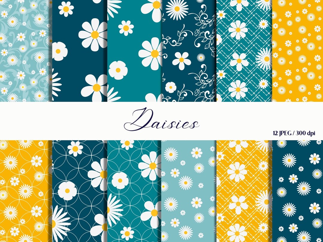 Daisies Digital Paper Seamless Scrapbooking Instant Download - Etsy