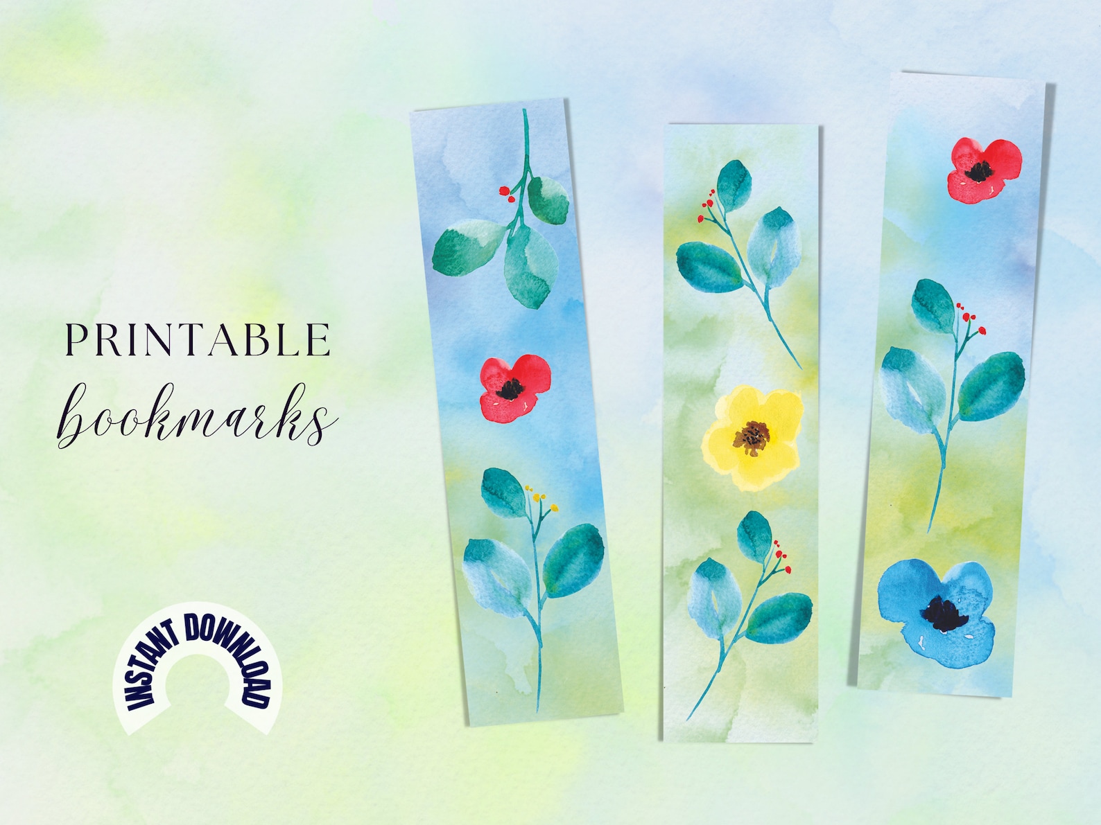 Watercolor Bookmarks Printable Bookmarks Printable | Etsy