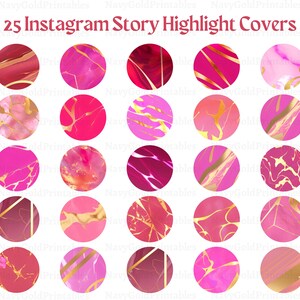 Pink and Gold Marble Instagram Story Highlight Covers, Instagram Story ...