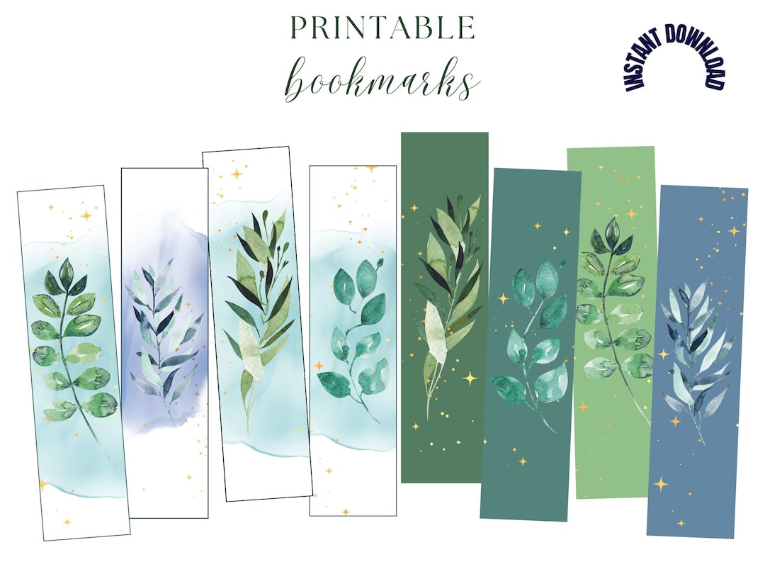 Printable Bookmarks Watercolor Leaves - Etsy
