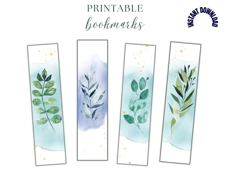 Printable Bookmarks Watercolor Leaves - Etsy