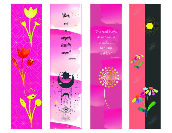 Set of 12 Printable Bookmarks Digital Bookmarks Instant | Etsy