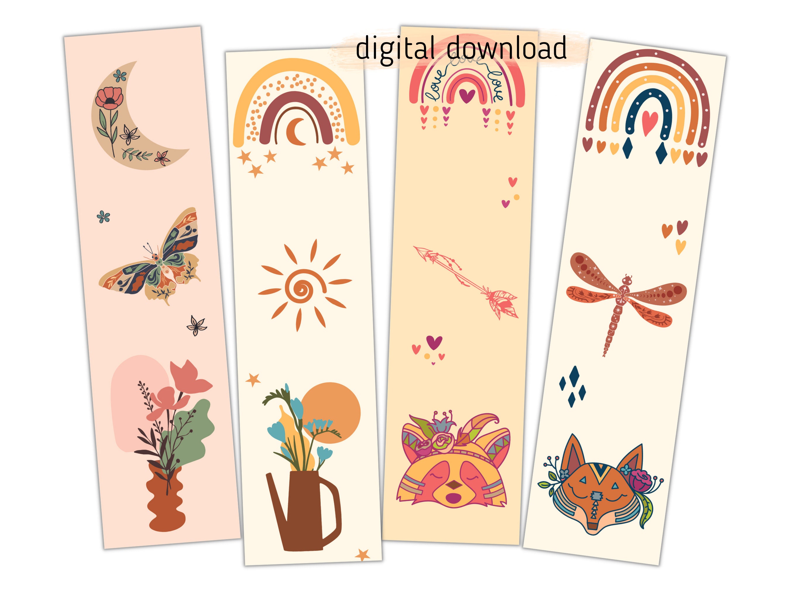 Printable Boho Bookmarks Printable Bookmarks Bookmarks - Etsy