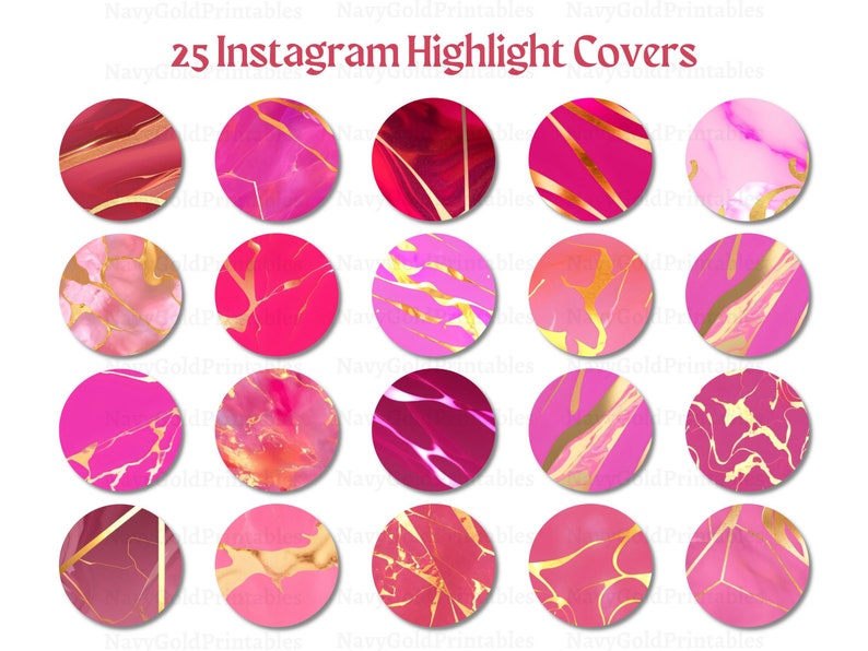 Pink and Gold Marble Instagram Story Highlight Covers, Instagram Story ...