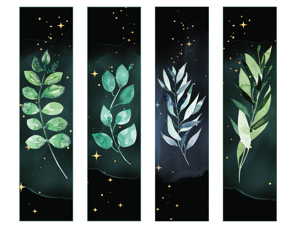 Printable Bookmarks Watercolor Leaves Watercolor Leaves - Etsy