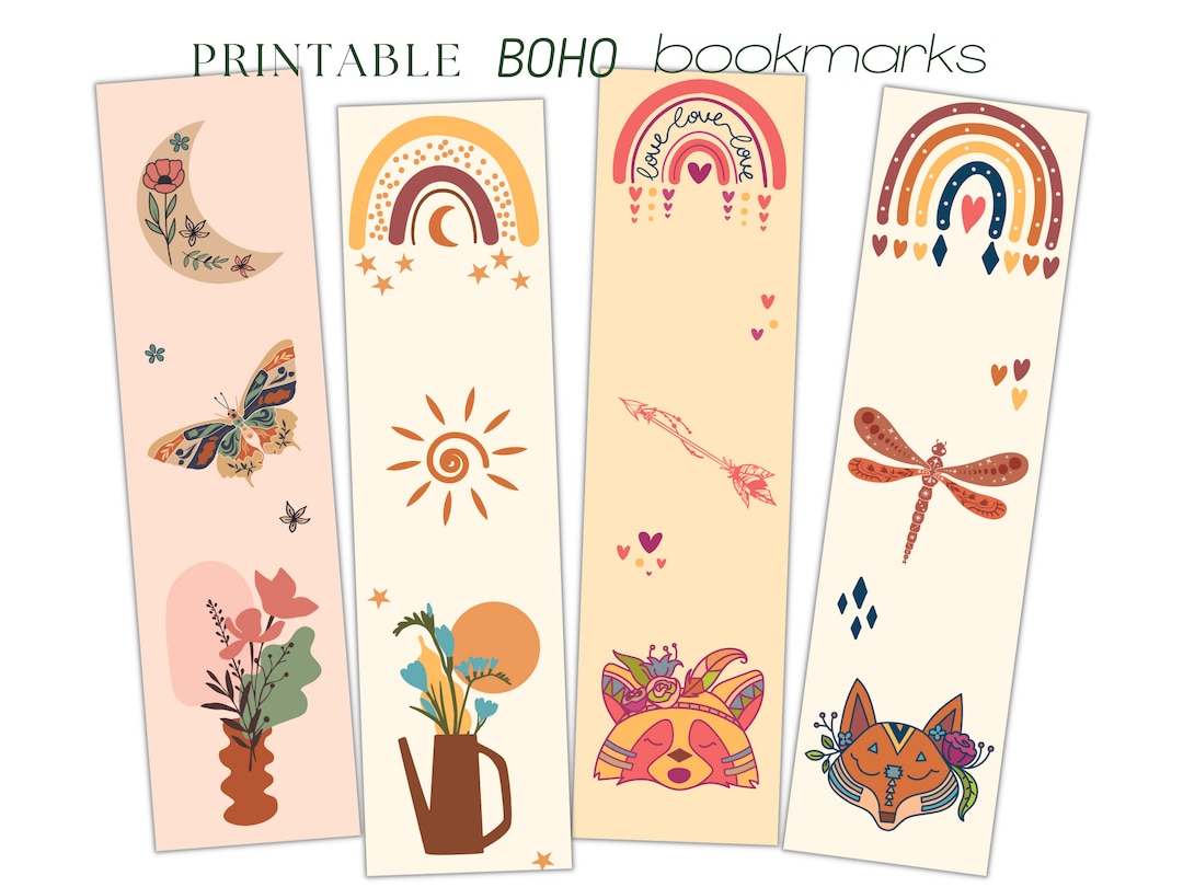 Printable Boho Bookmarks Printable Bookmarks Bookmarks - Etsy
