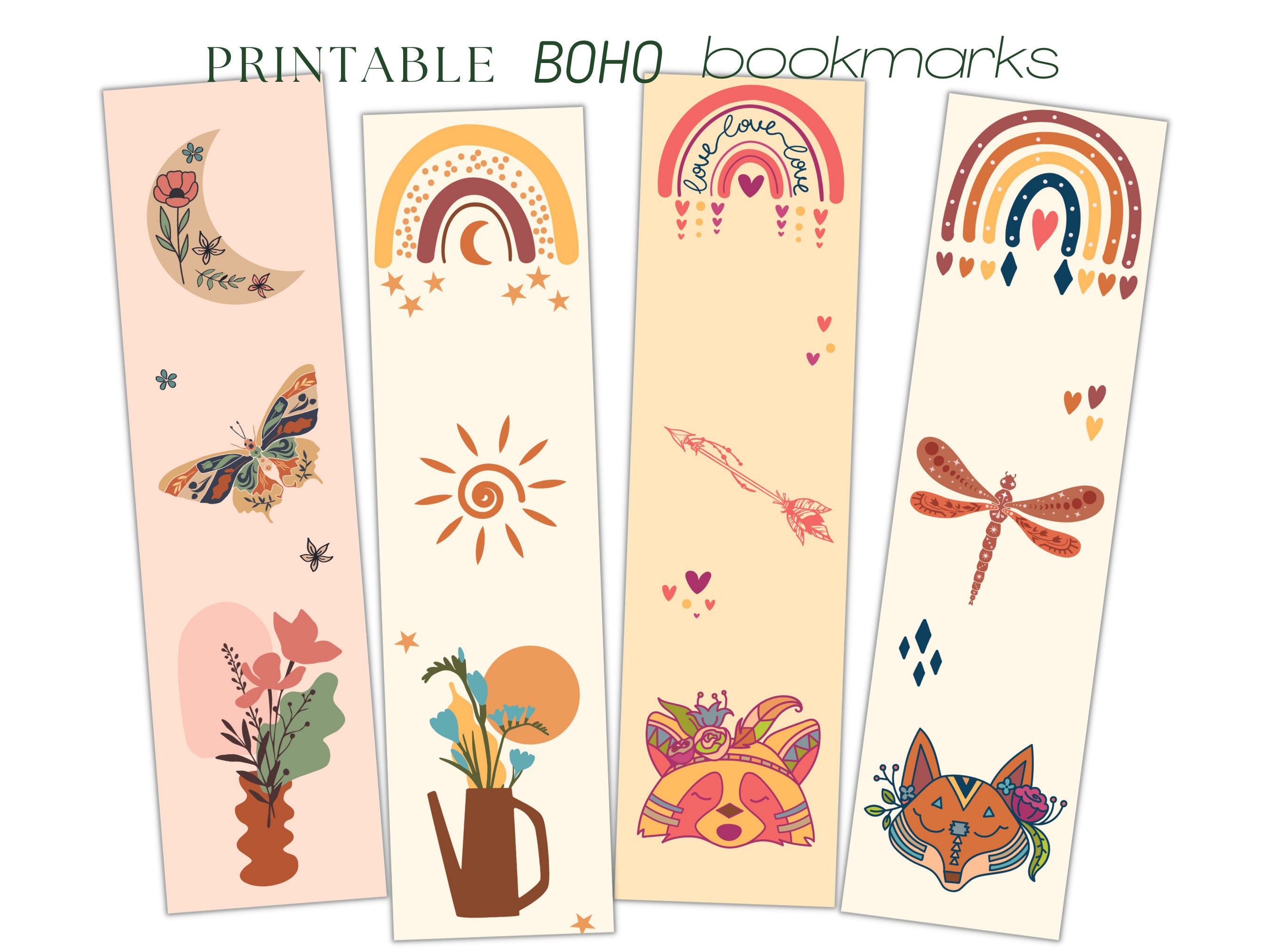 Printable Boho Bookmarks Printable Bookmarks Bookmarks - Etsy