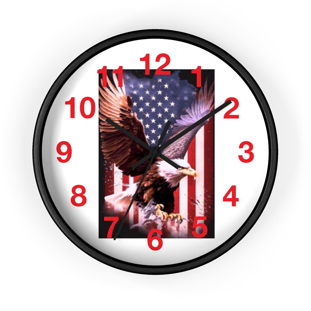 Patriotic Eagle Wall Clock, American Flag Clock, Home Decor, Gift for ...