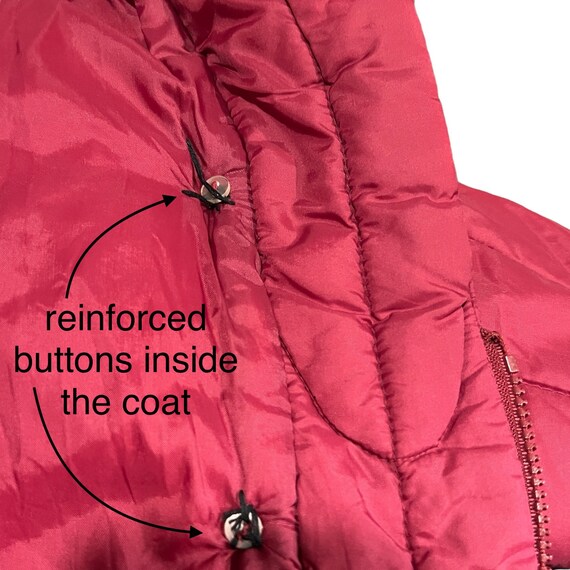 Vintage 1970s 1980s Long Pink Puffer Coat Retro Side … - Gem