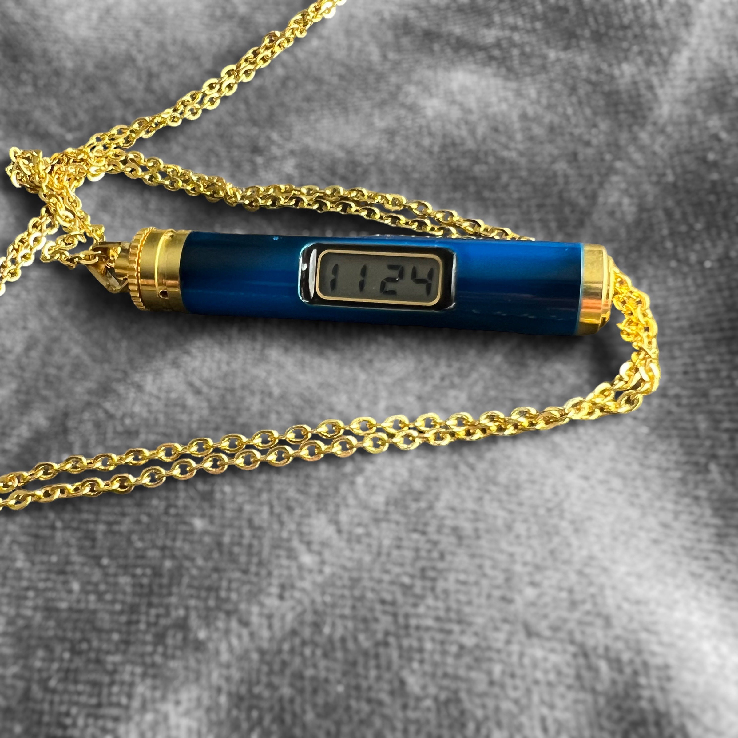80s Vintage Watch Pendant Necklace Working Tube / Cylinder - Etsy