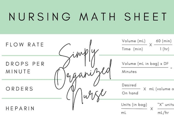 Nursing Math Sheet - Etsy