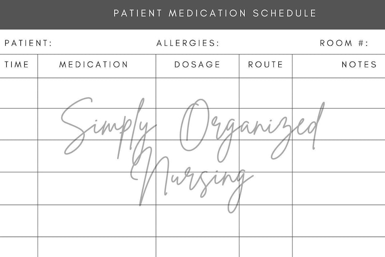 Patient Medication Schedule for Nurses - Etsy