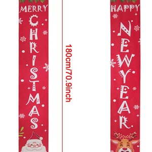 Decor Christmas New Year Door Banners Porch Sign Hanging Banner Flag ...