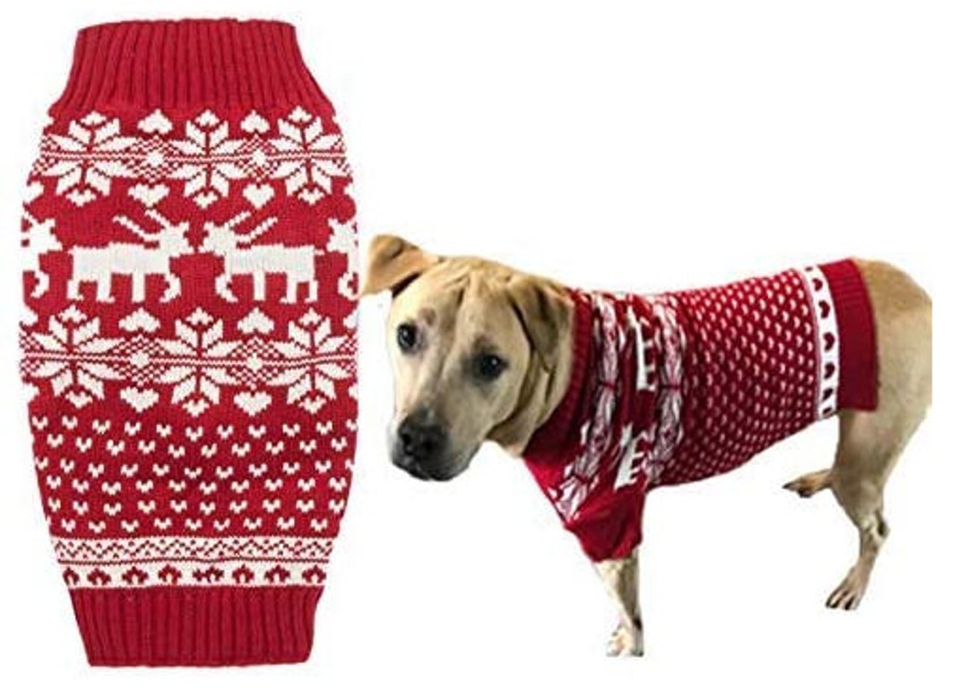 Dog Reindeer Holiday Pet Clothes Sweater for Dogs Puppy Kitten Cats ...