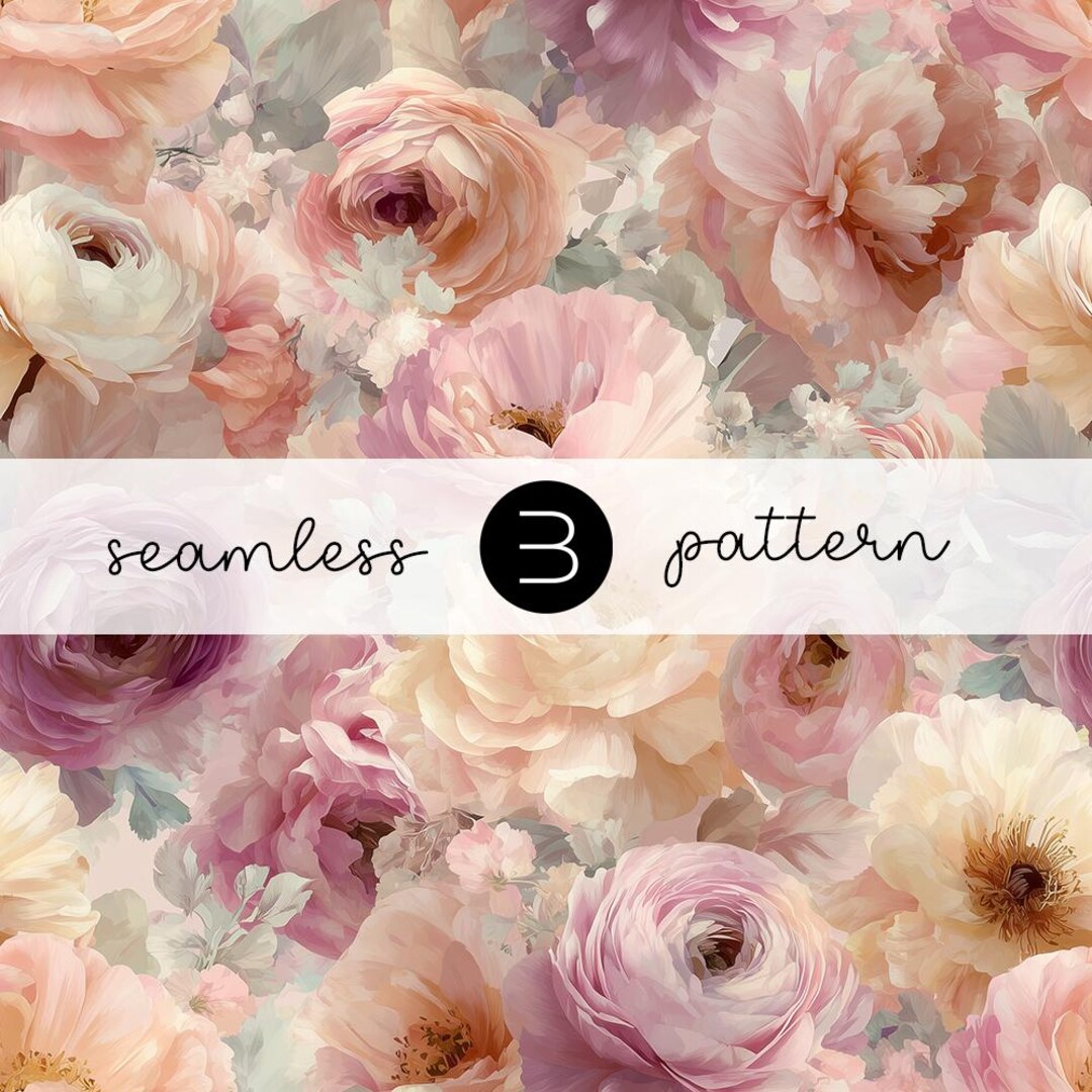Romantic Ranunculus Floral Pattern – Seamless Pastel Pink Flower Design ...