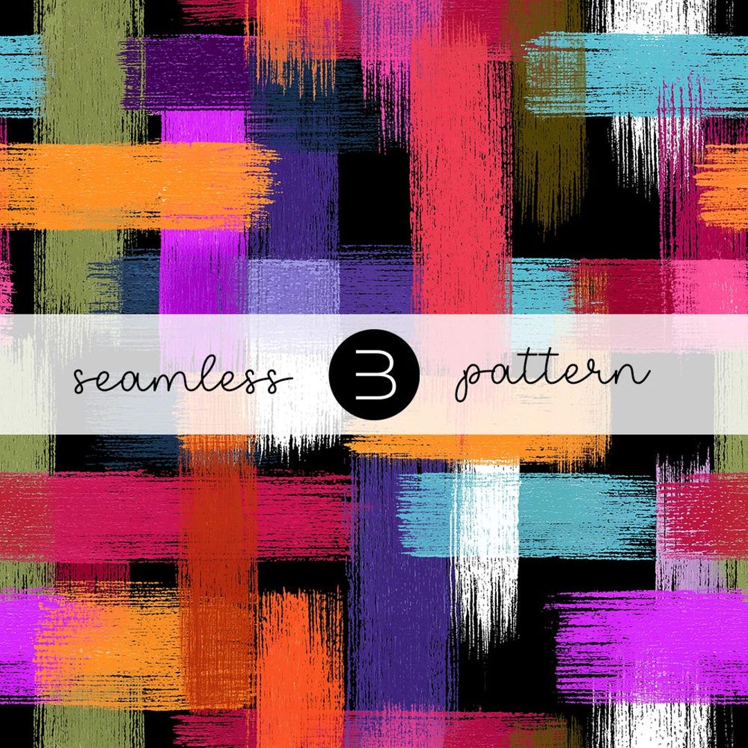 Brush Stroke Grid Pattern - Bold Abstract Check Design for Fabric ...
