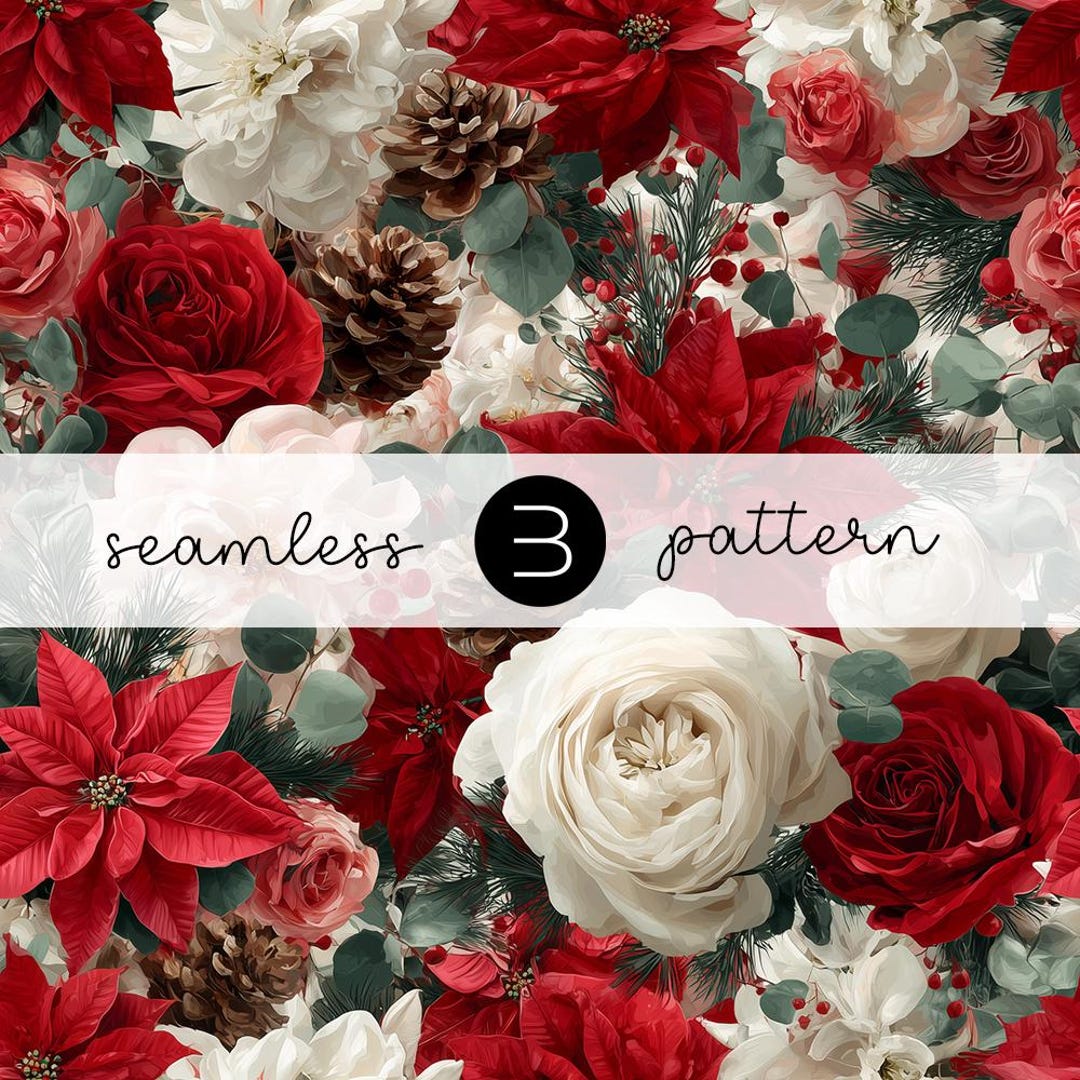 Christmas Poinsettia Seamless Pattern: Holiday Floral Design (digital ...
