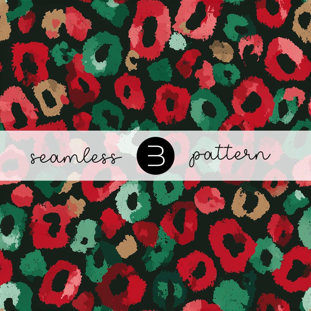 Christmas Leopard Print Pattern – Red Green Seamless Holiday Animal ...