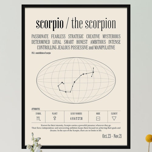 Scorpio Wall Art Zodiac Poster Scorpio Gift Star Sign - Etsy