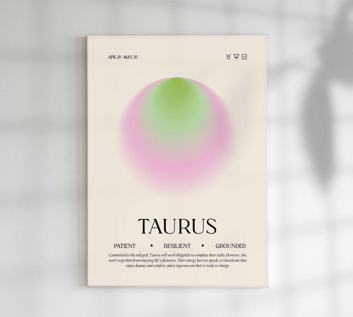 Taurus Wall Art Zodiac Poster Taurus Gift Star Sign Decor - Etsy