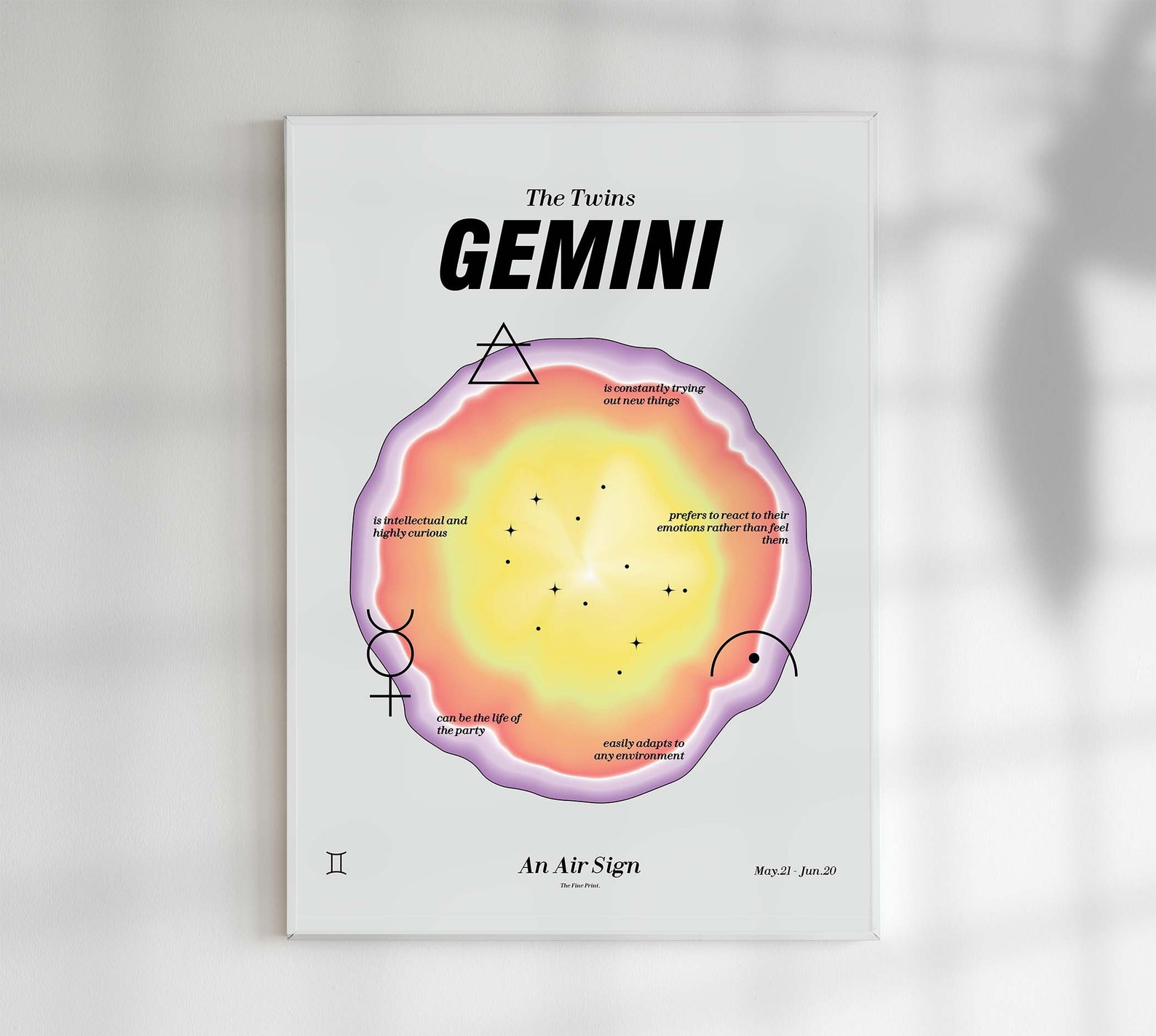 Gemini Art Zodiac Poster Gemini Gift Star Sign Decor - Etsy