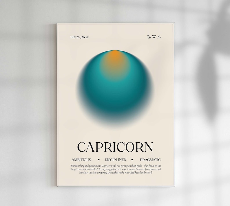 Capricorn Art Zodiac Poster Capricorn Gift Star Sign Decor - Etsy