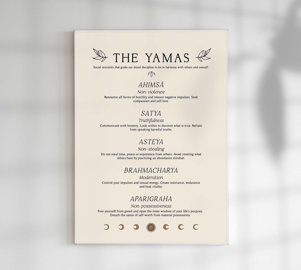Yamas and Niyamas Poster Yoga Art Print Hindu Wall Art - Etsy