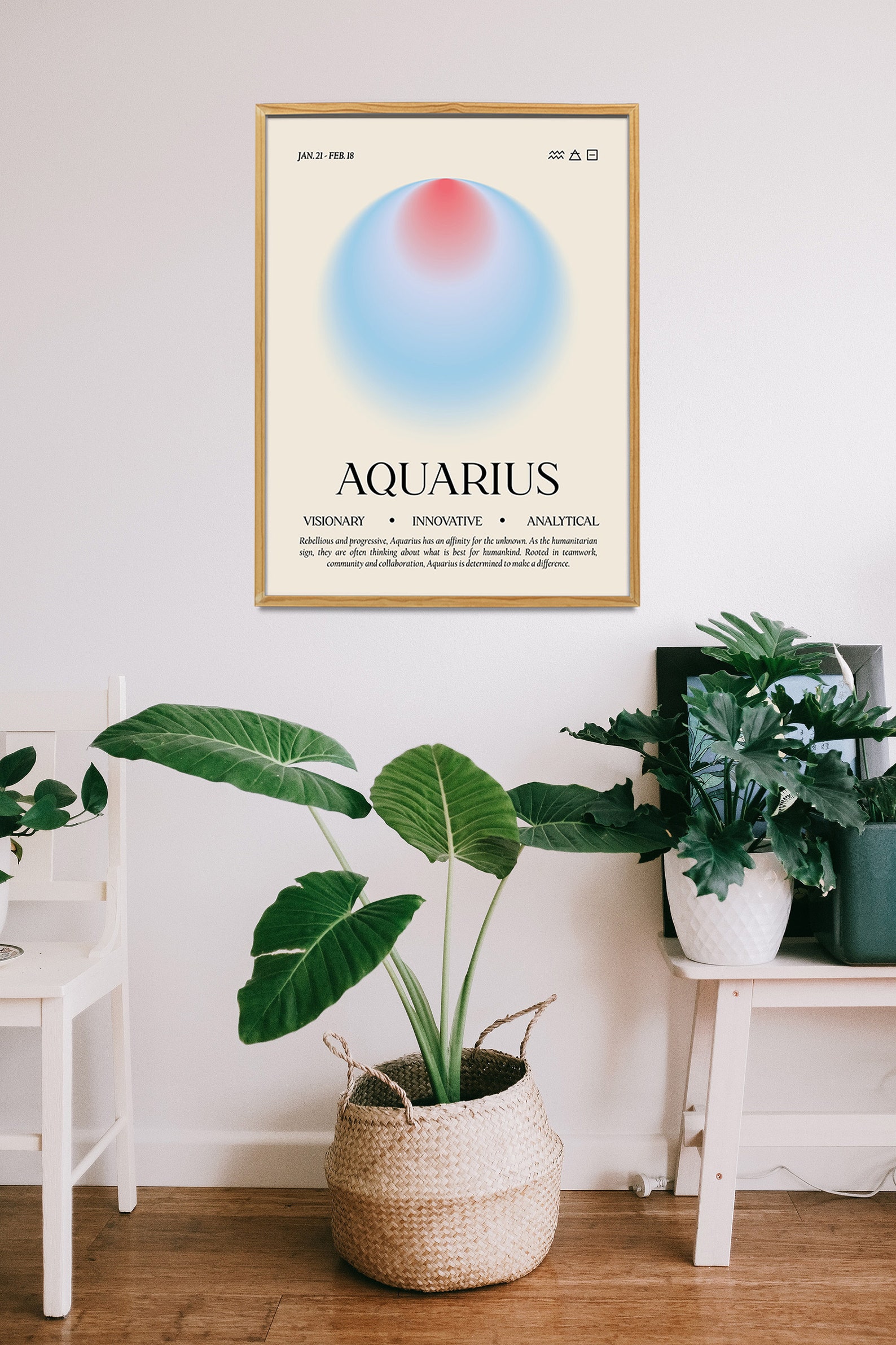 Aquarius Art, Zodiac Poster, Aquarius Gift, Star Sign Decor, Zodiac ...