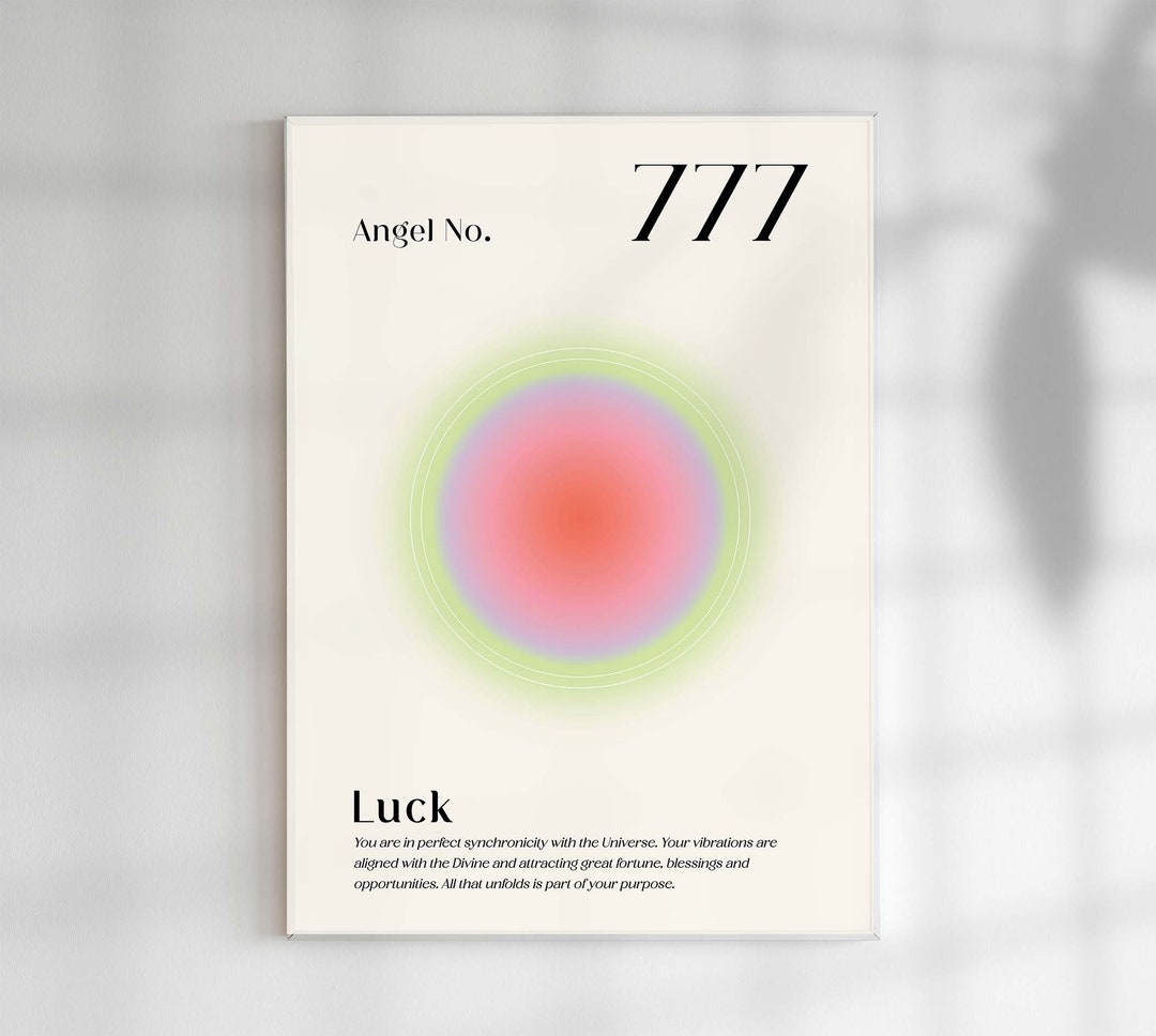 Angel Number 777 Poster, Manifestation Print, Gradient Wall Art ...
