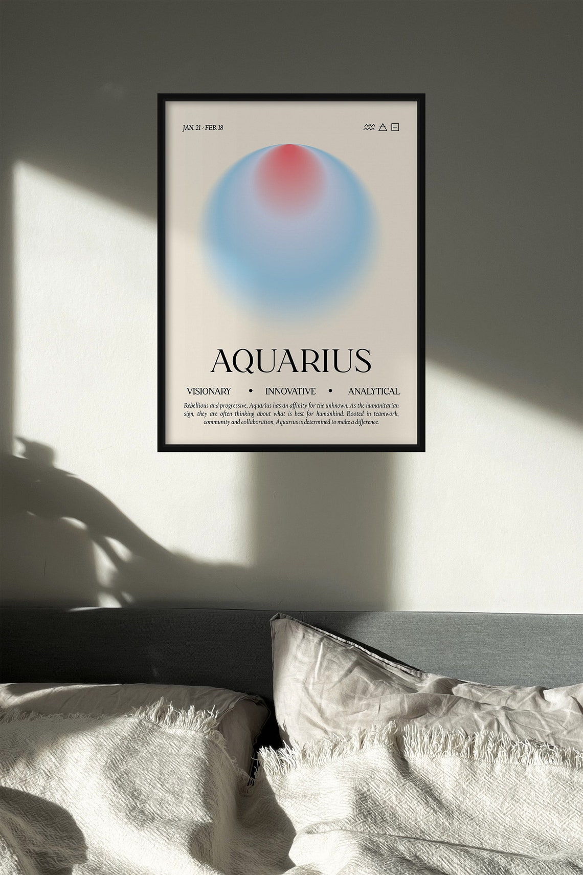 Aquarius Art, Zodiac Poster, Aquarius Gift, Star Sign Decor, Zodiac ...