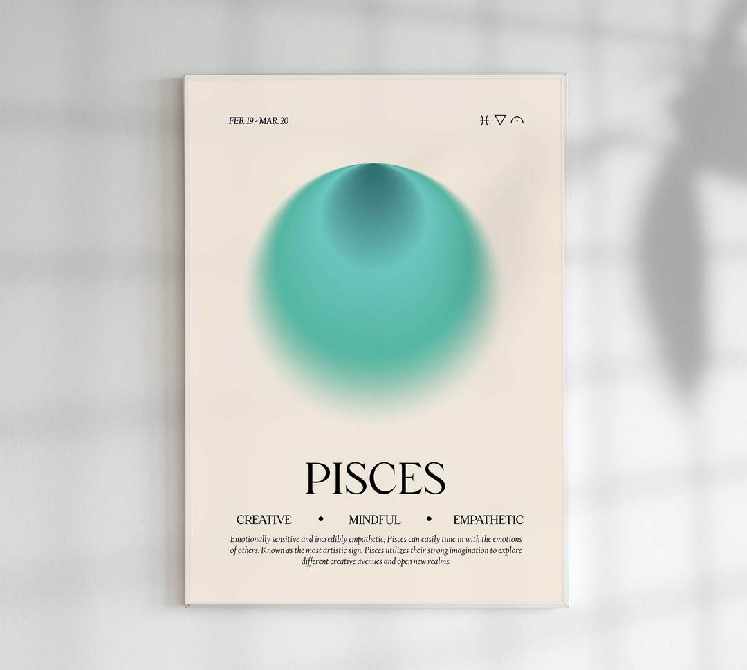 Pisces Wall Art, Zodiac Poster, Pisces Gift, Star Sign Decor, Zodiac ...