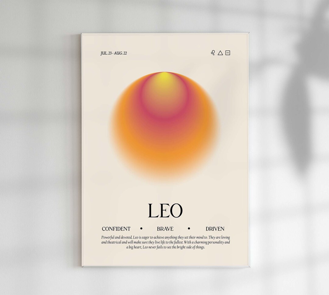 Leo Wall Art, Zodiac Poster, Leo Gift, Star Sign Decor, Zodiac Aura ...