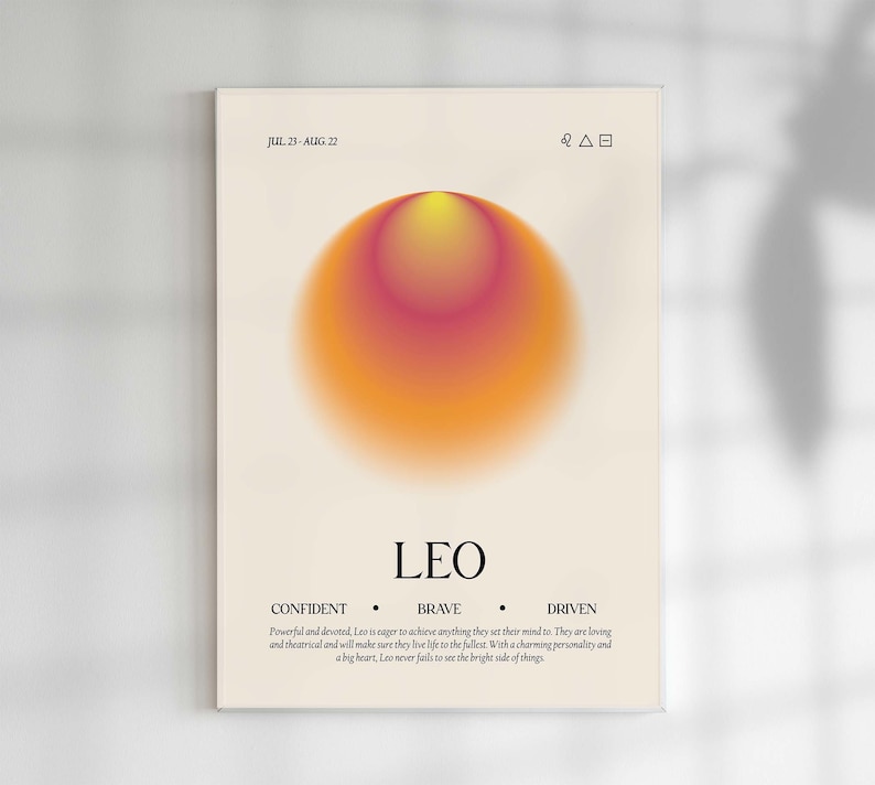 Leo Wall Art Zodiac Poster Leo Gift Star Sign Decor Zodiac - Etsy